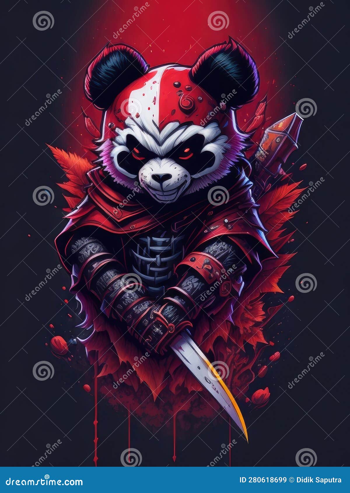 Illustration Face Evil Ninja Panda Stock Illustration - Illustration of ...