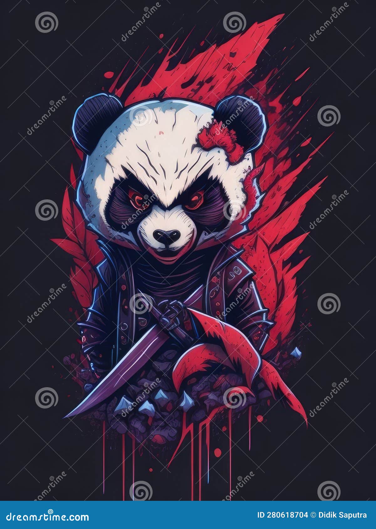 Illustration Face Evil Ninja Panda Stock Illustration - Illustration of ...