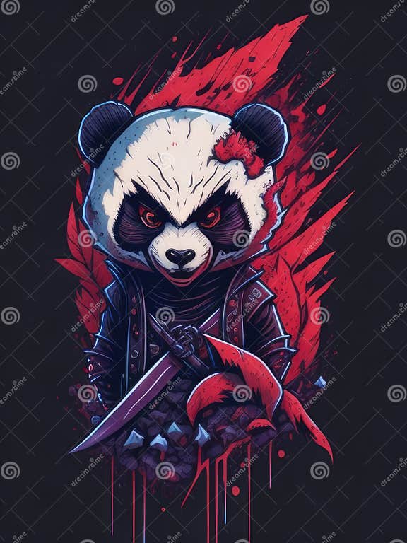 Illustration Face Evil Ninja Panda Stock Illustration - Illustration of ...