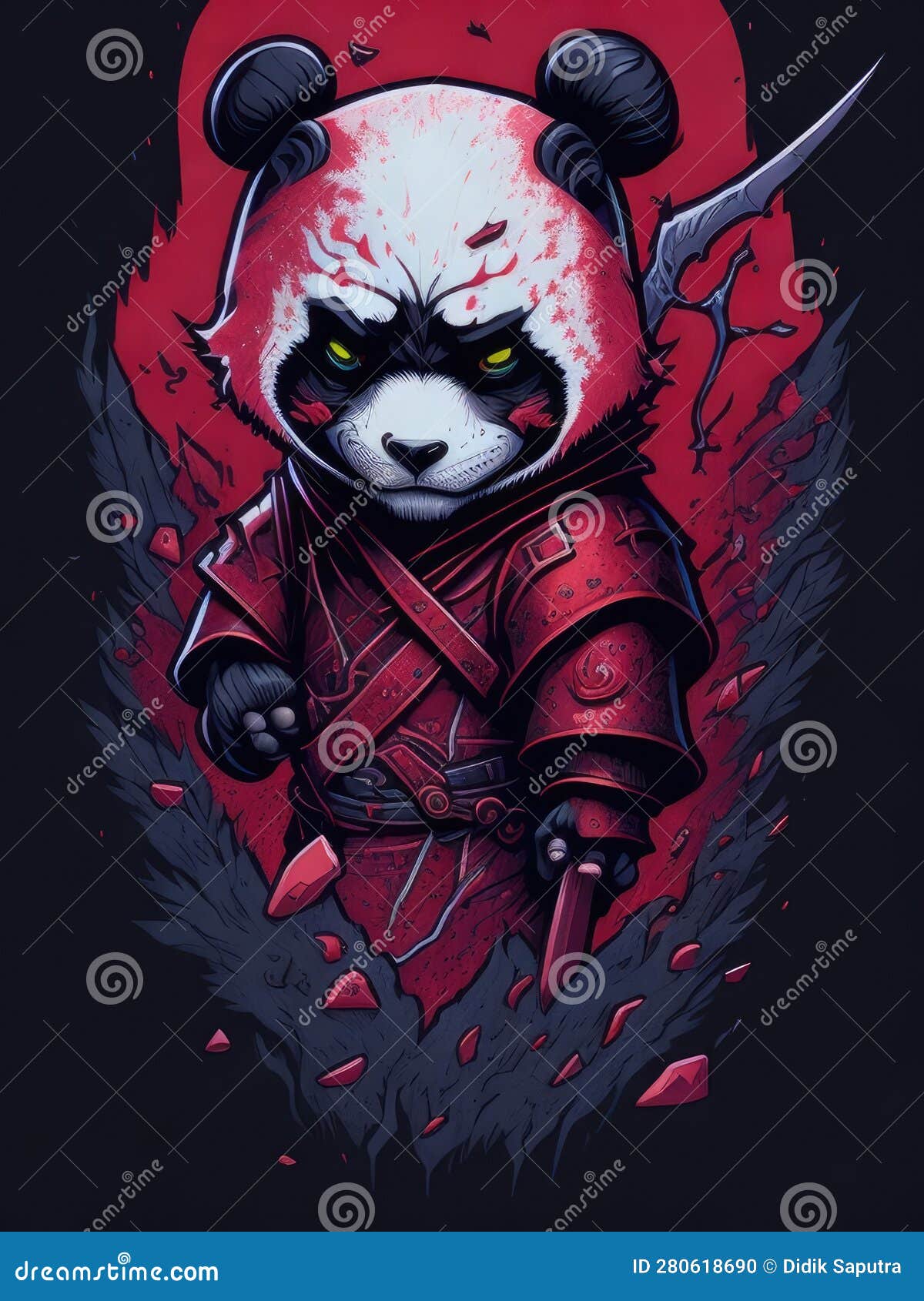 Illustration Face Evil Ninja Panda Stock Illustration - Illustration of ...