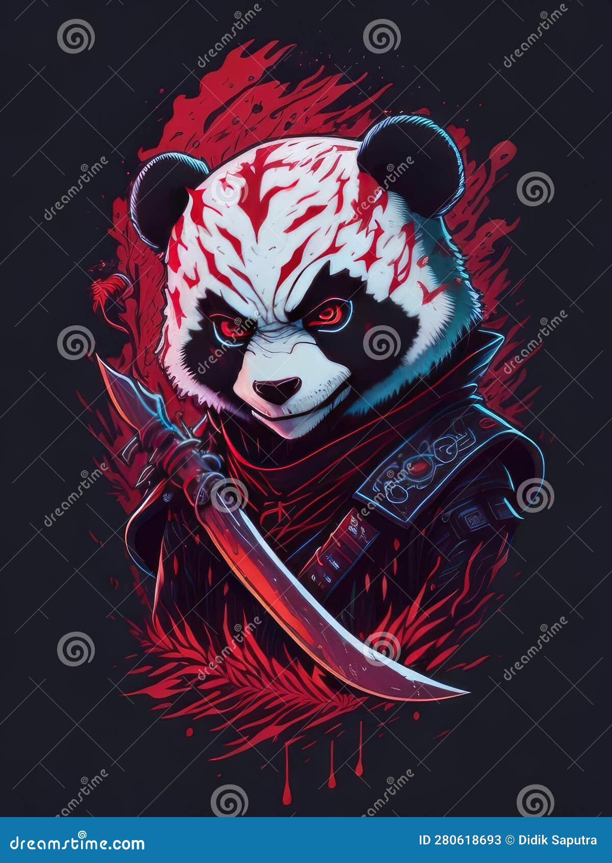Illustration Face Evil Ninja Panda Stock Illustration - Illustration of ...