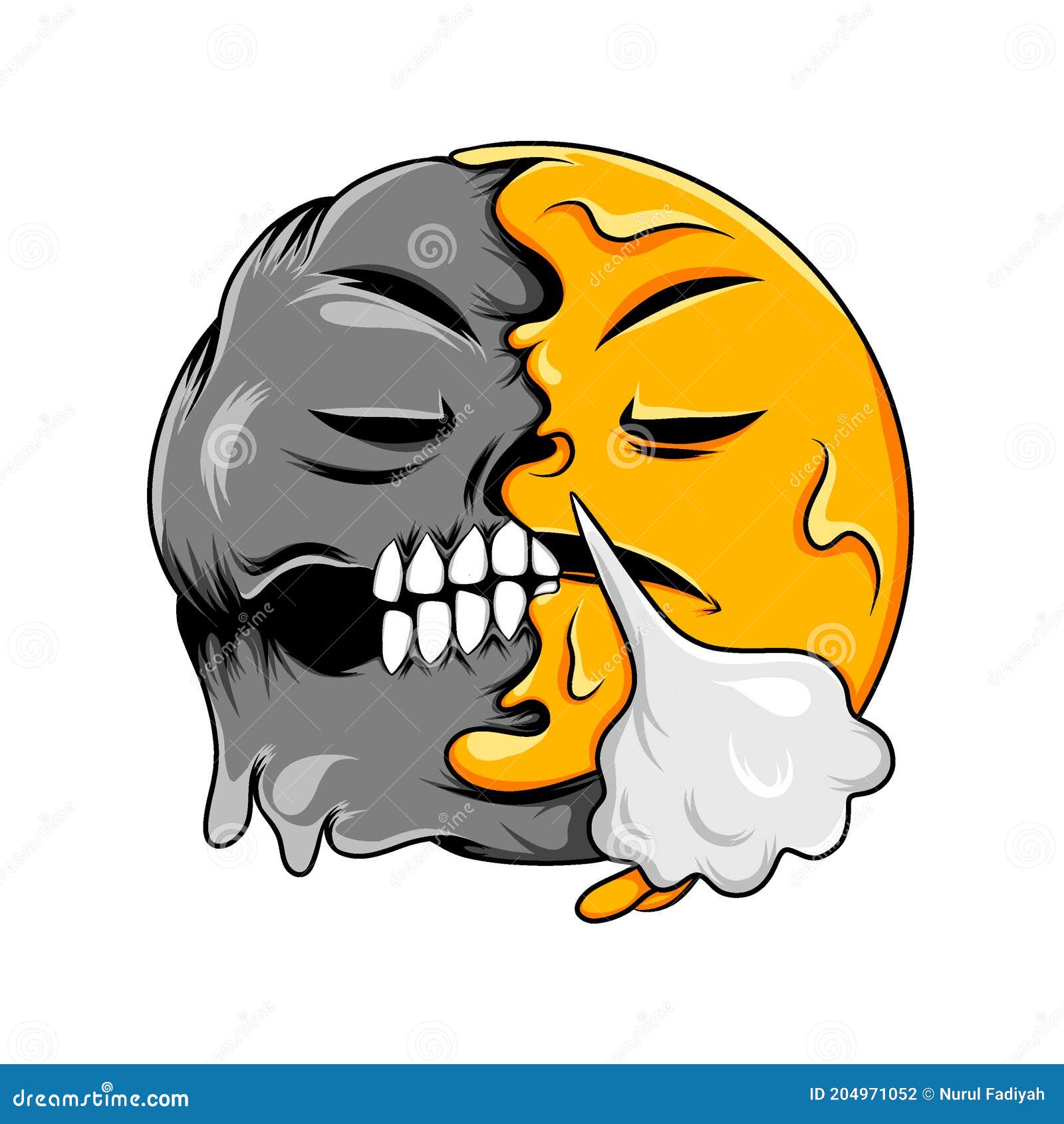 Half Good Half Evil Face Drawing