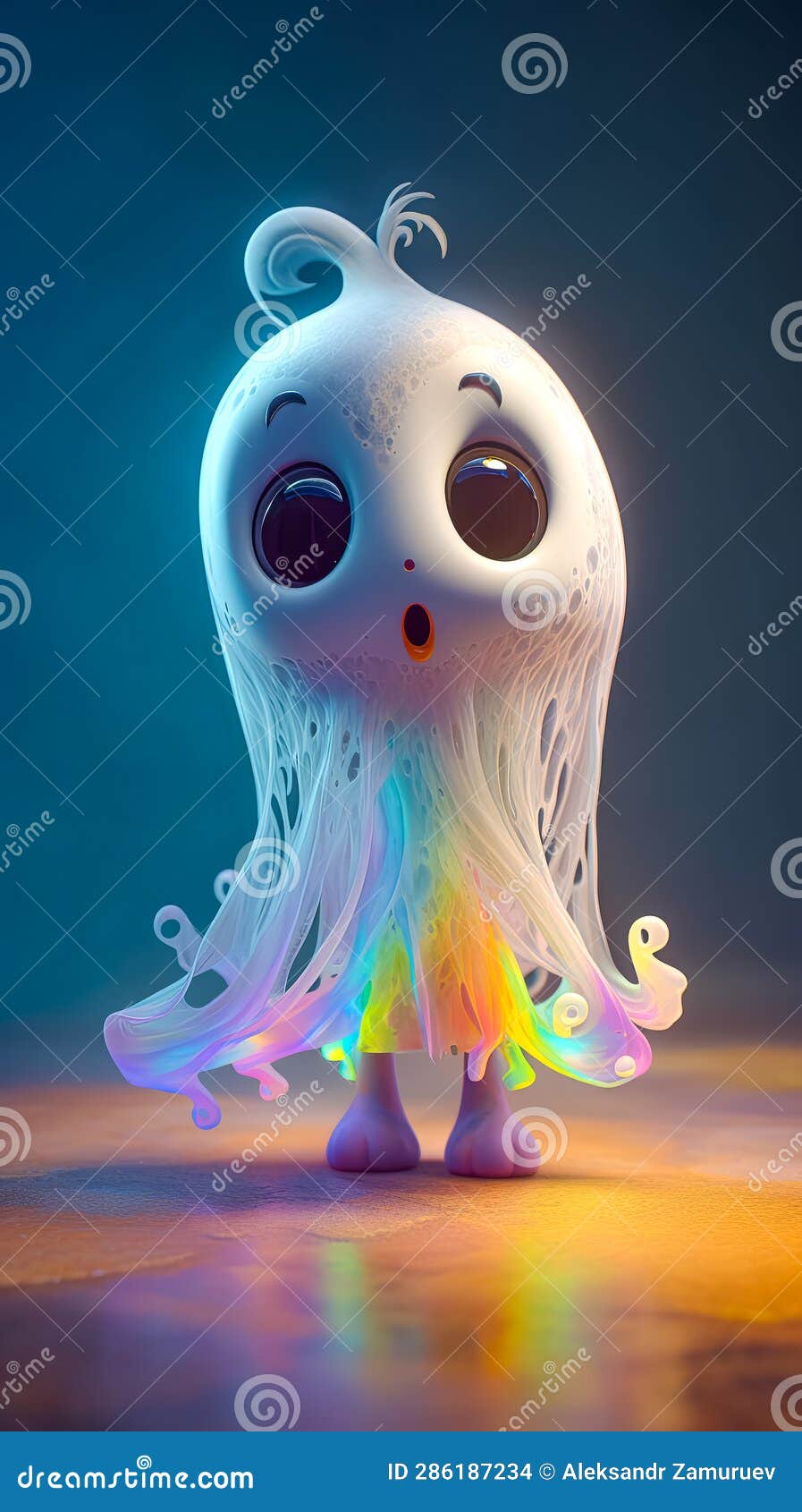 Illustration of Fairy Cute Scared Ghost. Halloween Concept Stock ...