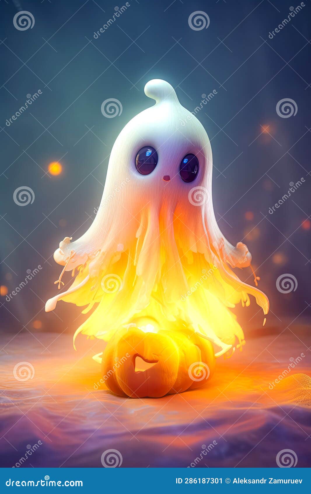 Illustration of Fairy Cute Scared Ghost. Halloween Concept Stock ...