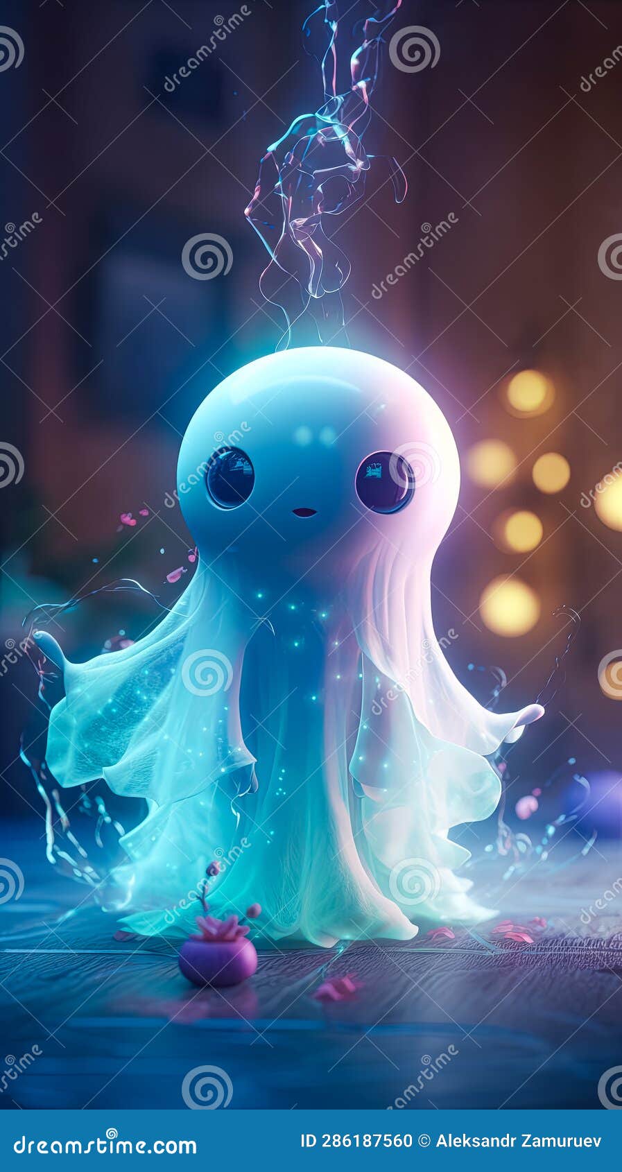 Illustration of Fairy Cute Scared Ghost. Halloween Concept Stock ...