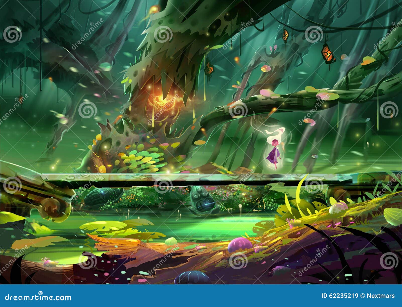 Illustration: the Fairy is Doing Spell Casting on a Stone Bridge Deep ...