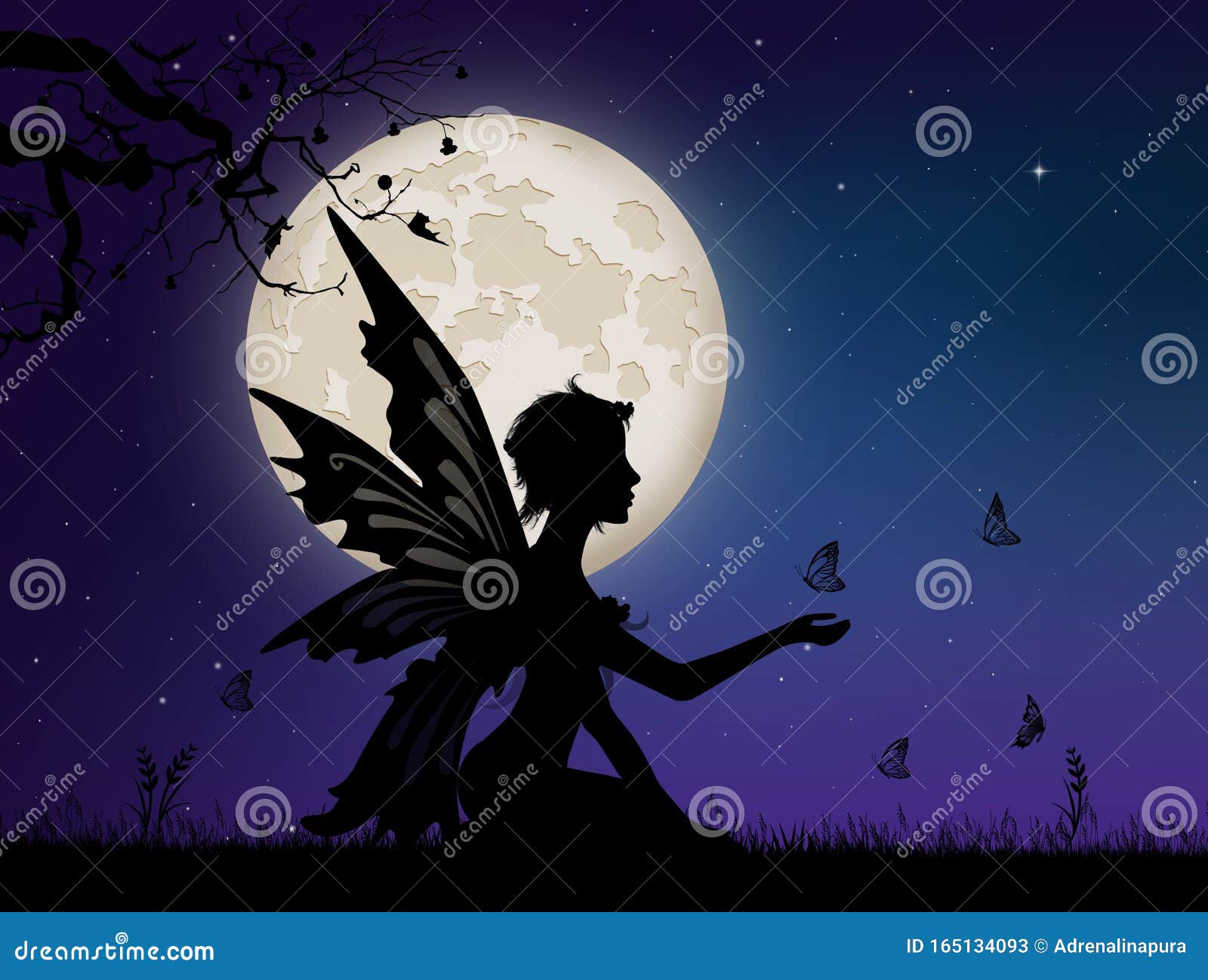 Illustration of Fairy in the Moonlight Stock Illustration ...