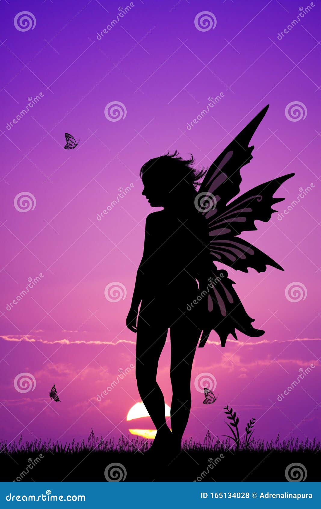 Illustration of Fairy at Sunset Stock Illustration - Illustration of ...