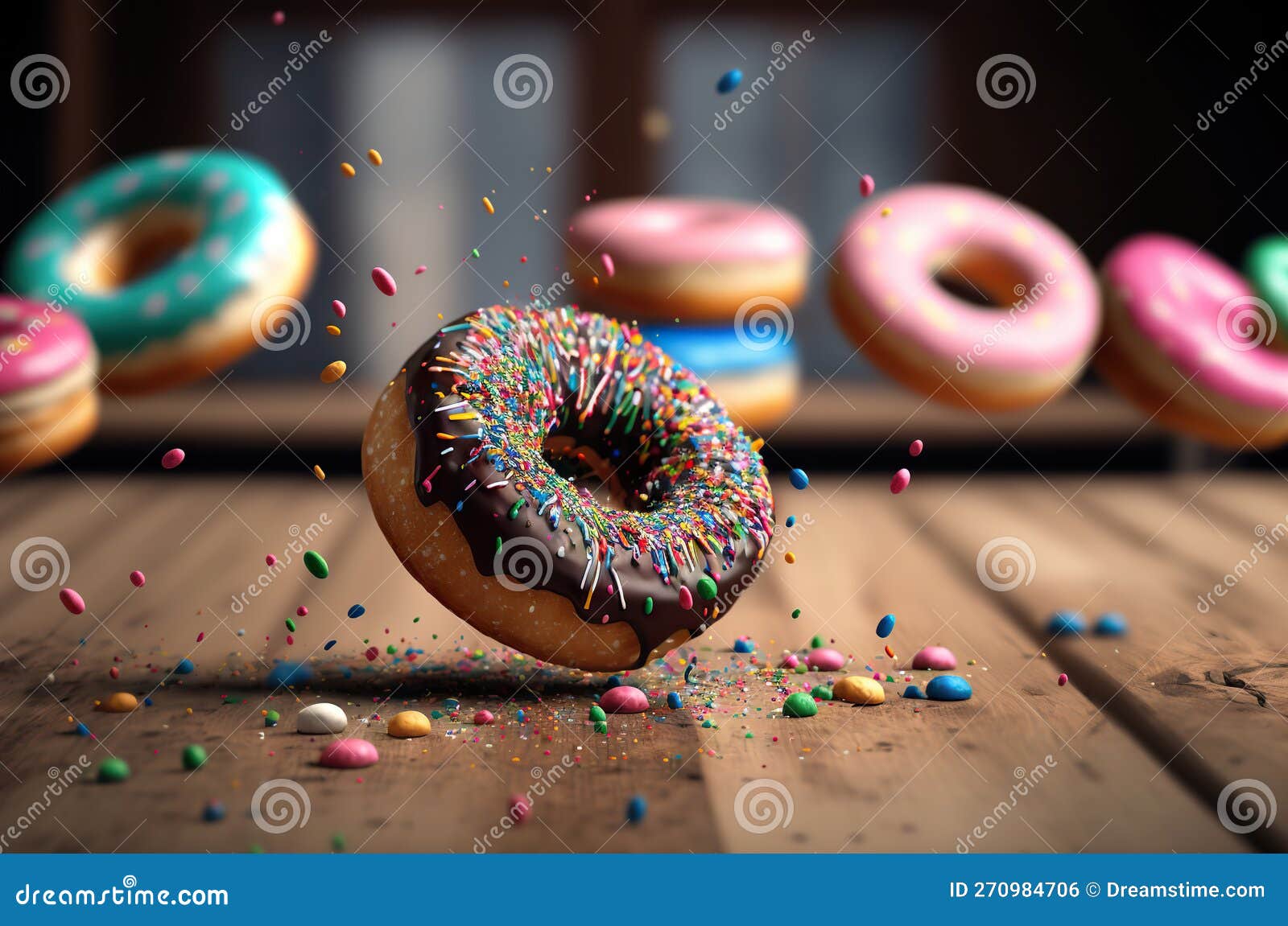 Illustration of the Falling Pink Donuts Stock Illustration ...