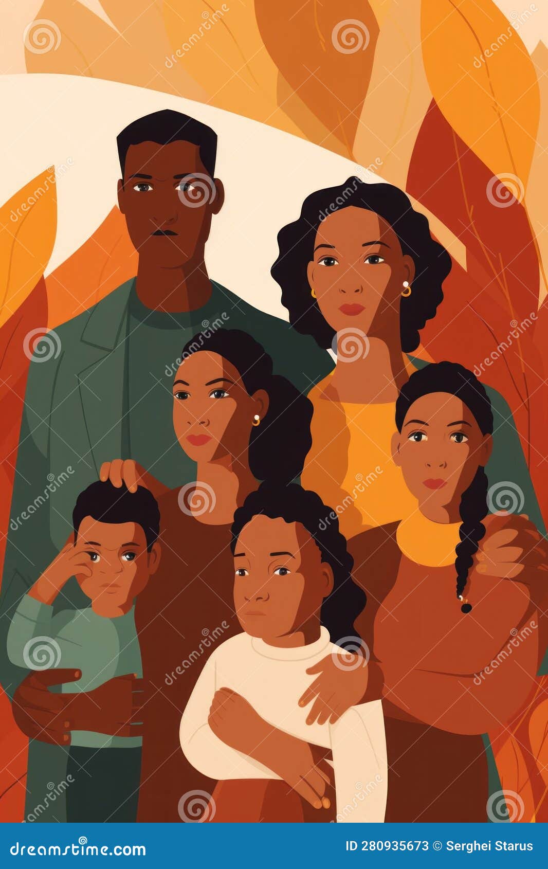 An Illustration of a Family of Four Standing Together. Generative AI ...