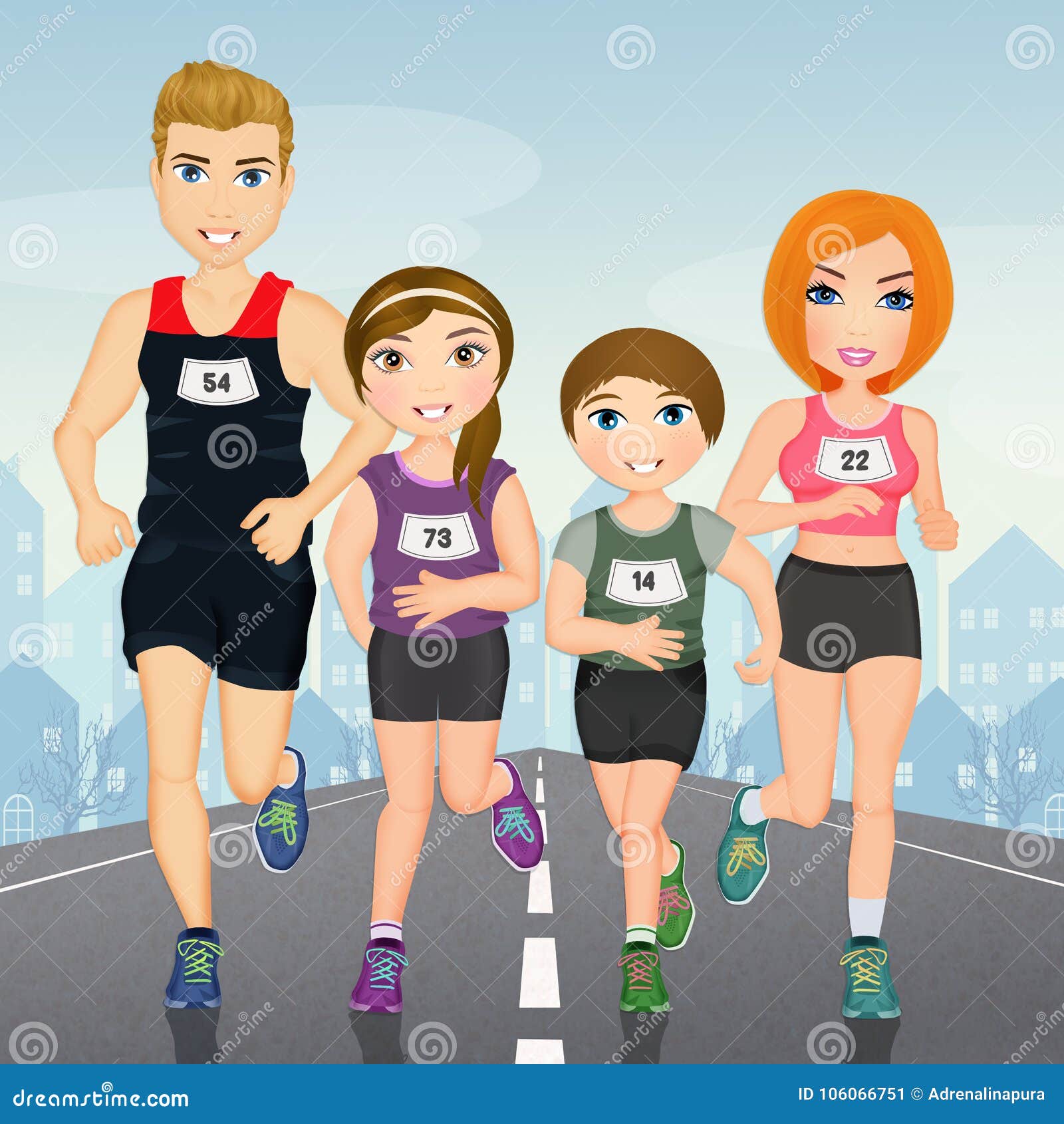 Illustration of Family Runs Stock Illustration - Illustration of ...