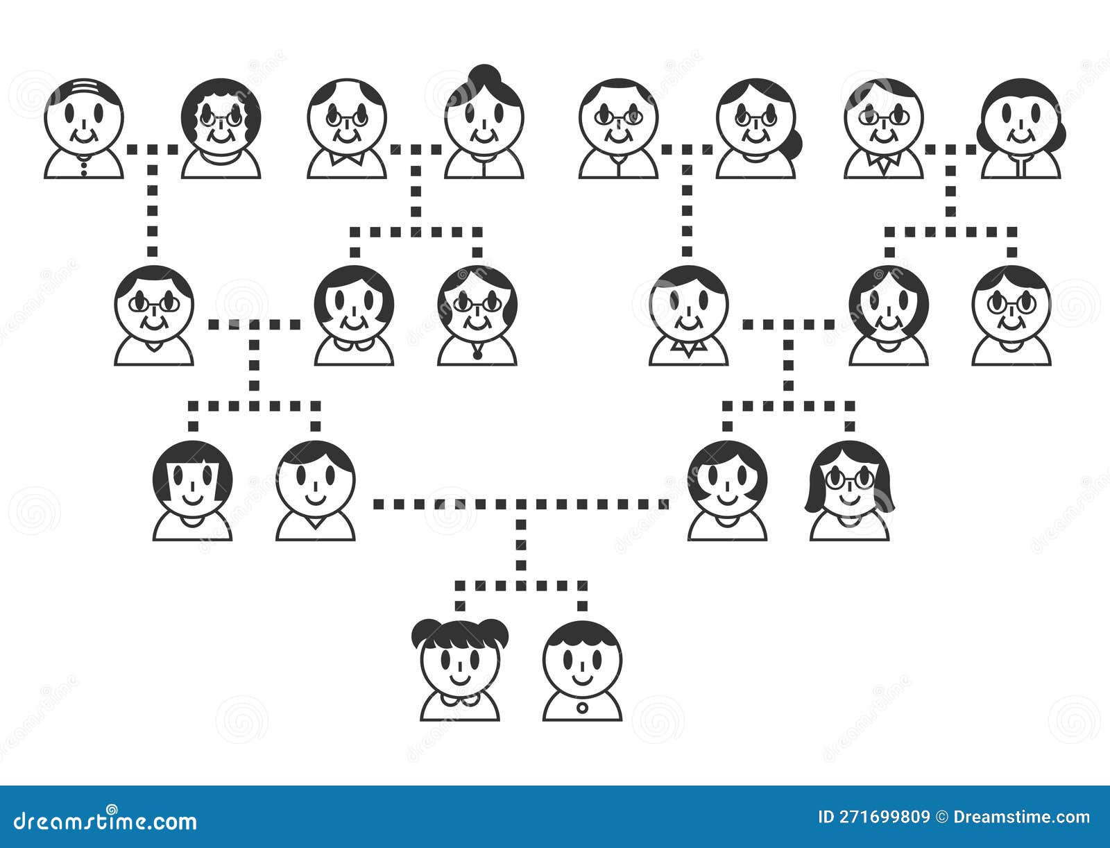 Illustration of Family Tree. Family and Relatives Face Icons Stock ...