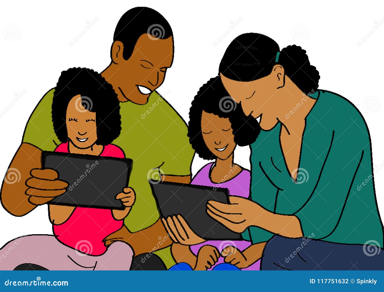 Illustration of Family Using Tablet Device Stock Illustration ...