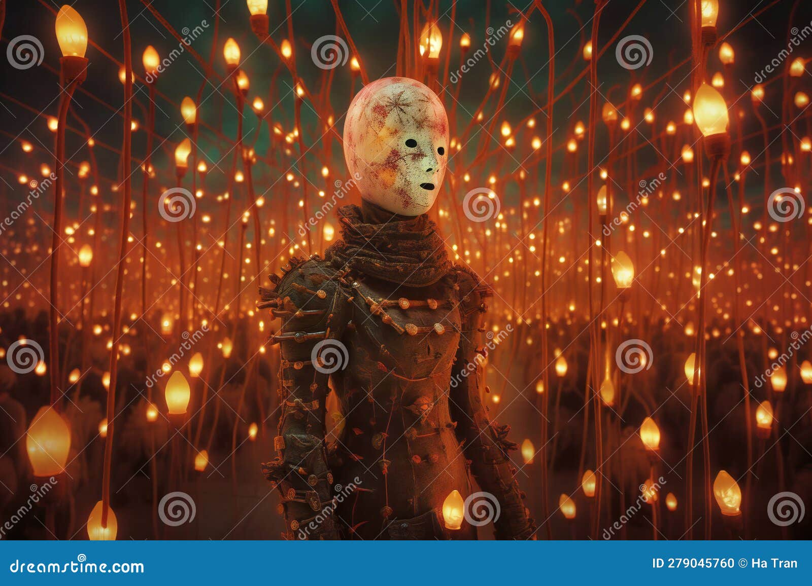 Illustration of a Fantasy Alien with a Light Bulb Stock Illustration ...