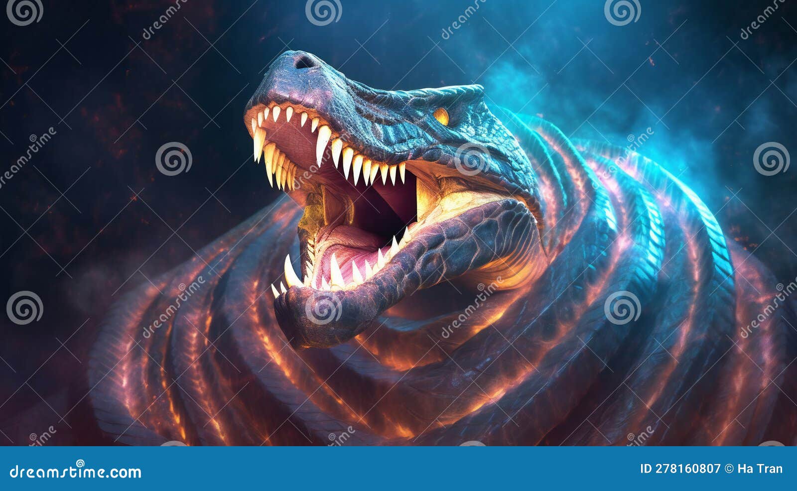 Illustration of a Fantasy Dragon with Open Mouth and Sharp Teeth Stock ...