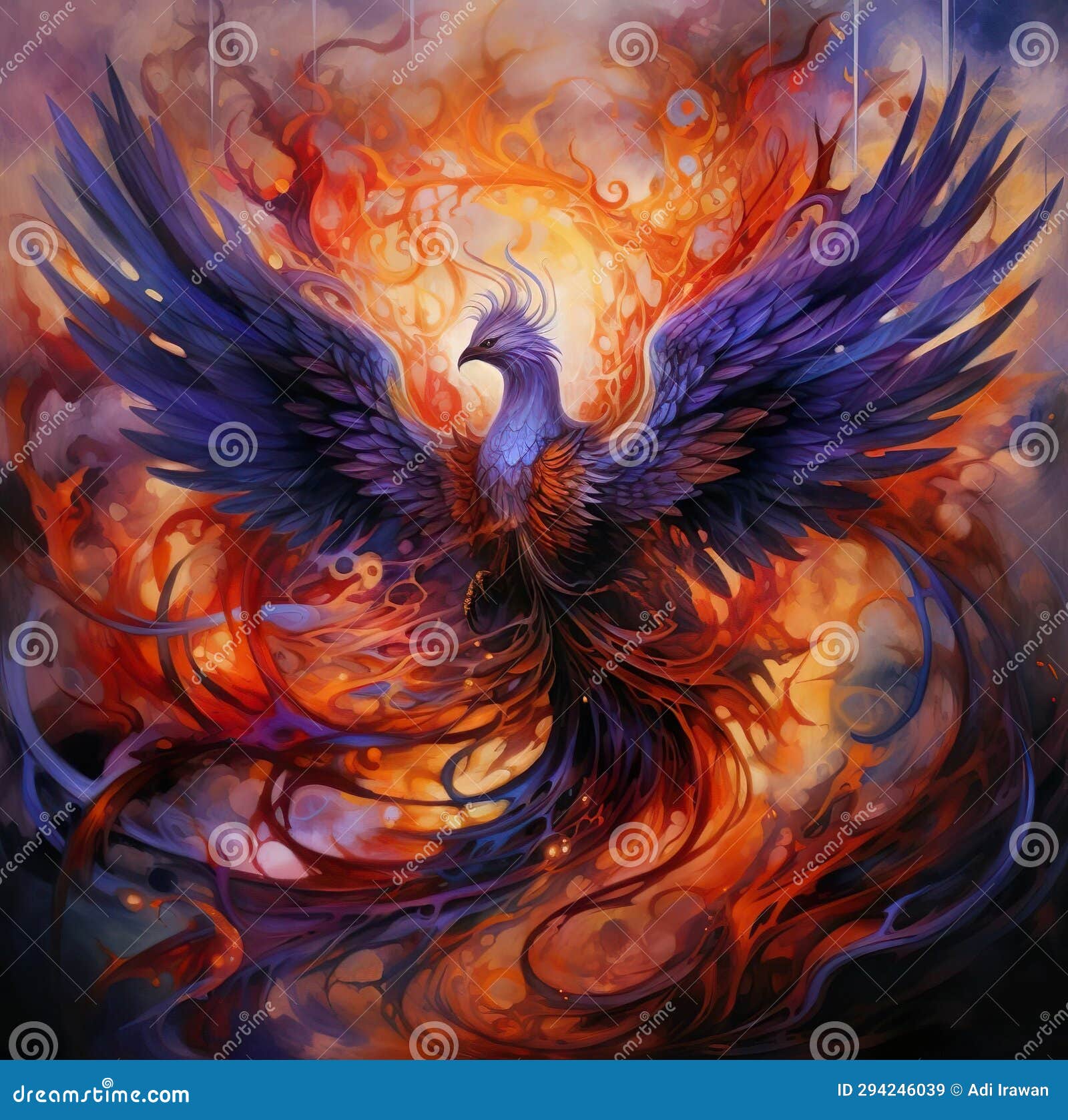 Illustration Fantasy of Purple Phoenix Stock Image - Image of wildlife ...