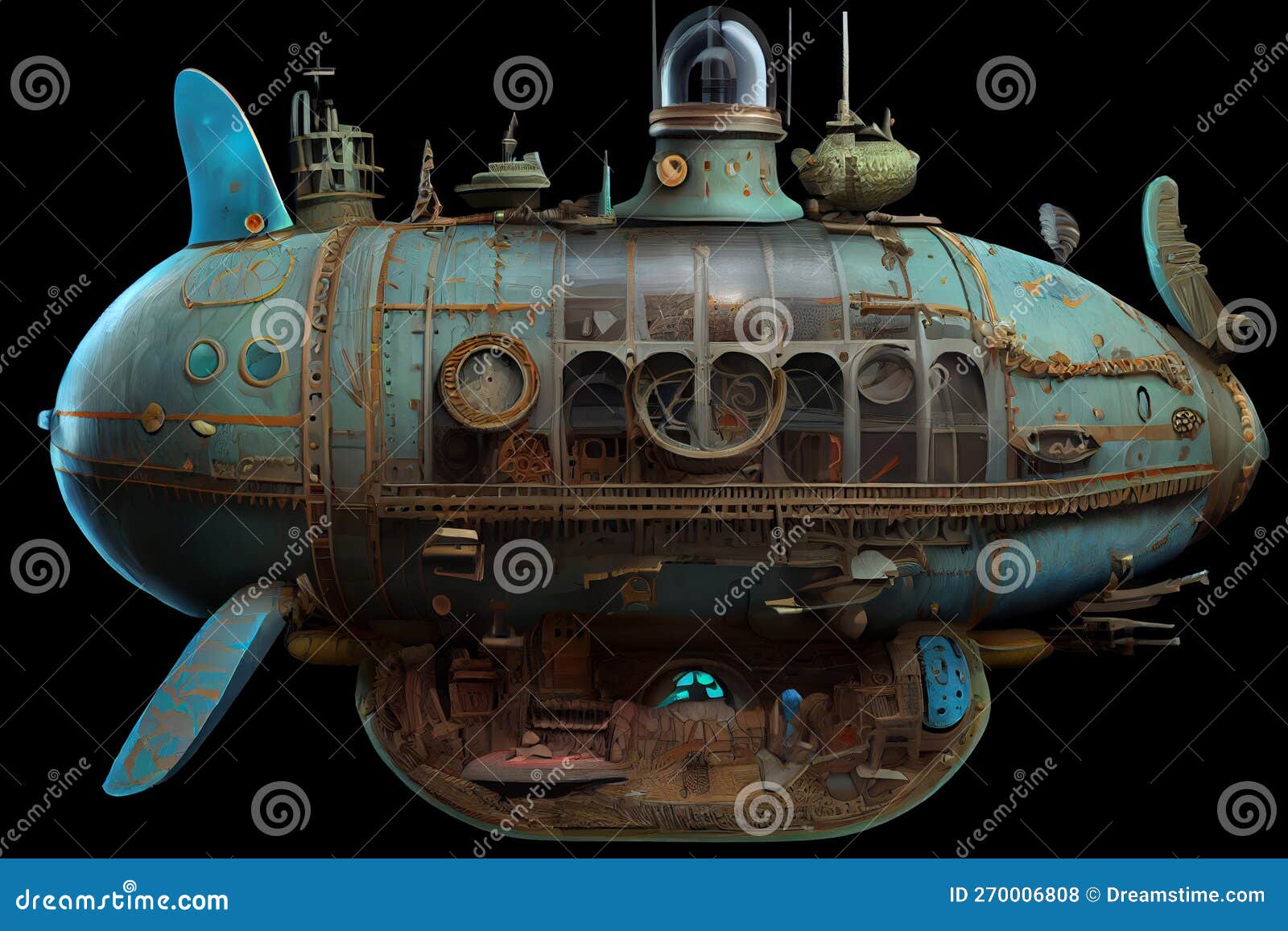 Illustration of a Fantasy Submarine Stock Illustration - Illustration ...