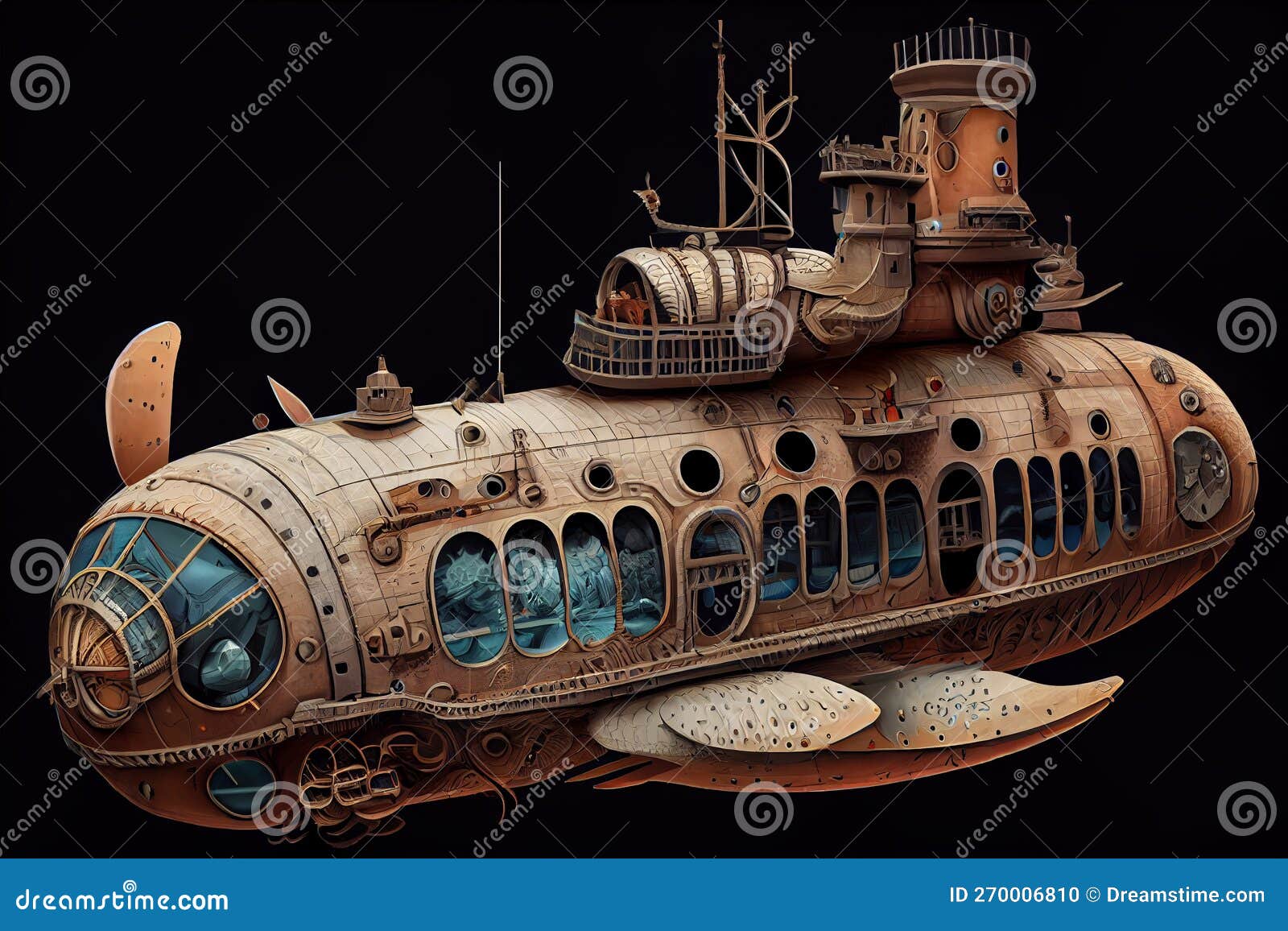 Illustration of a Fantasy Submarine Stock Illustration - Illustration ...