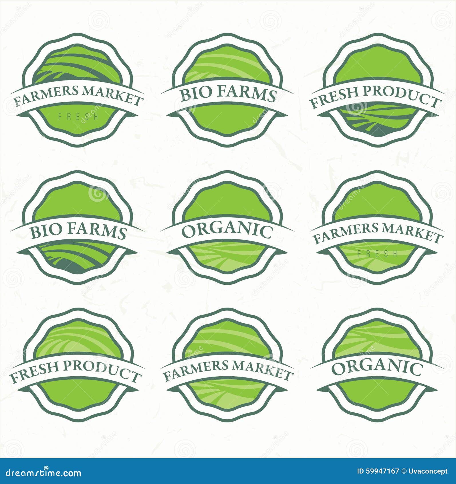 Farm Labels Set, Cartoon Vector Illustration, Farming Emblems With ...