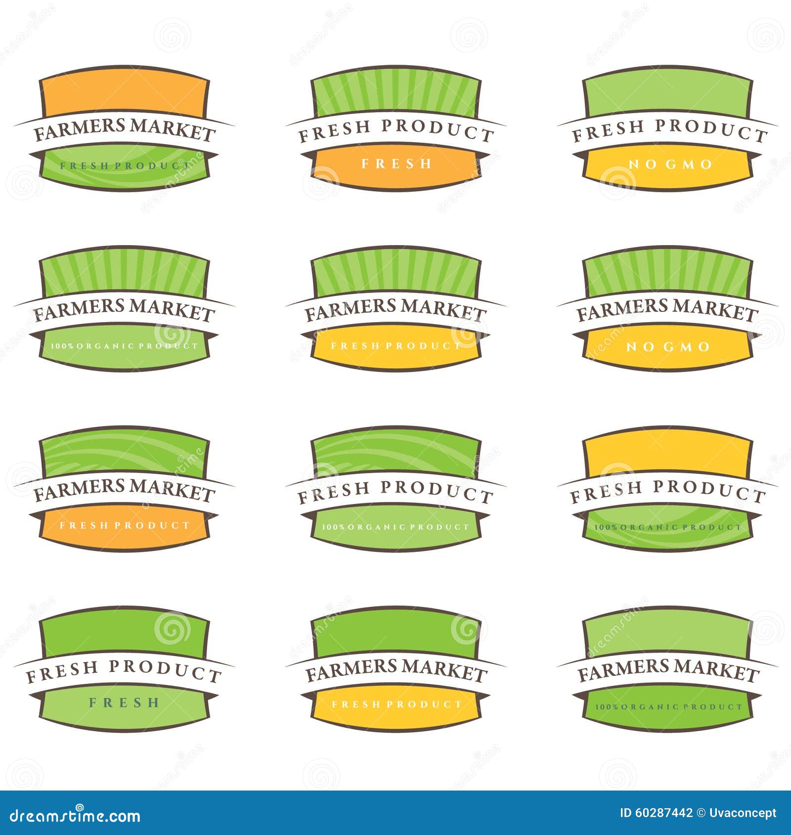 Farm Labels Set, Cartoon Vector Illustration, Farming Emblems With ...