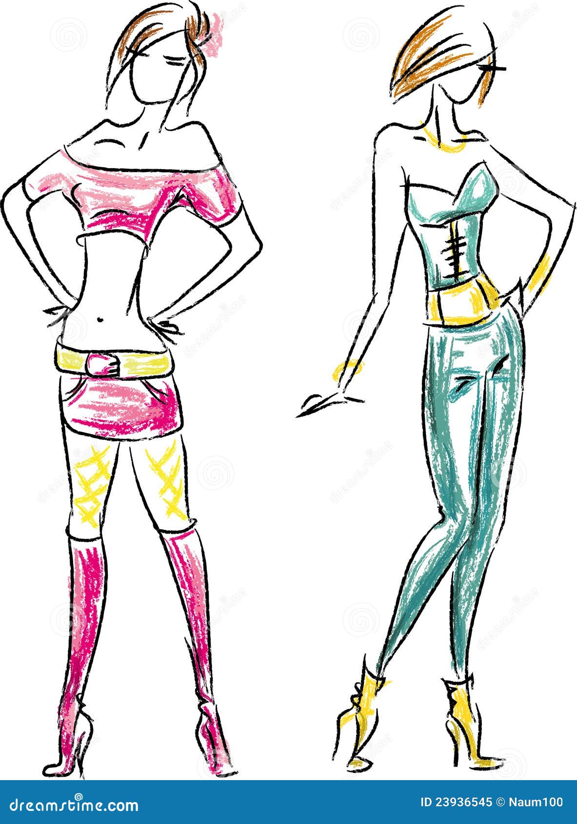 Illustration Fashion Models Stock Illustration - Illustration of brush ...