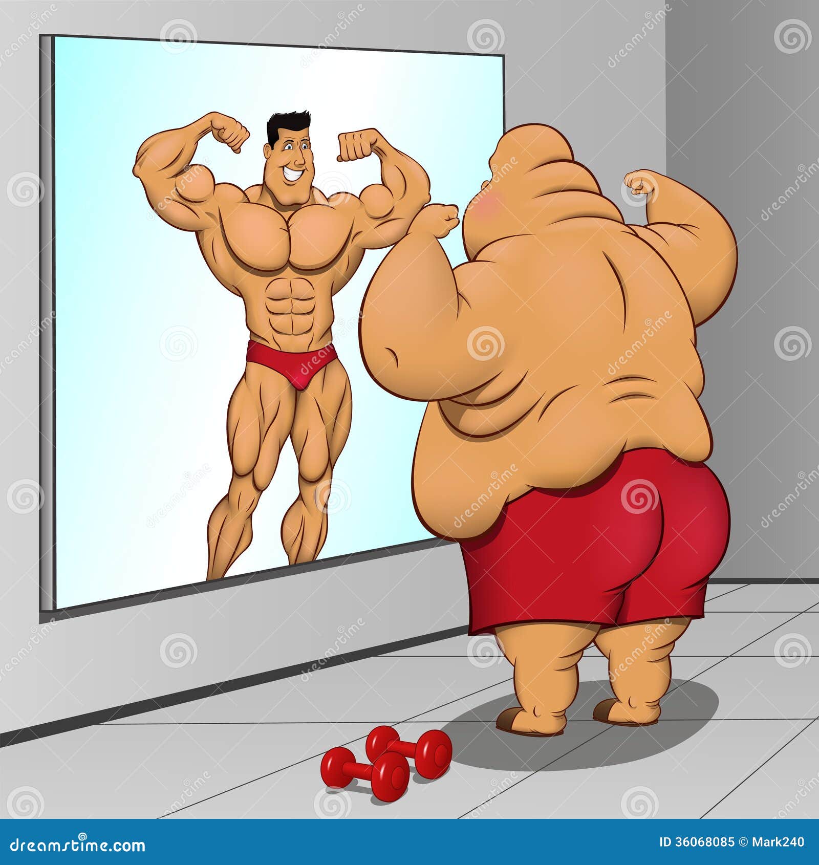 Illustration: A Fat Man And His Reflection Cartoon Vector ... Illustration: A Fat Man And His Reflection Cartoon Vector ...