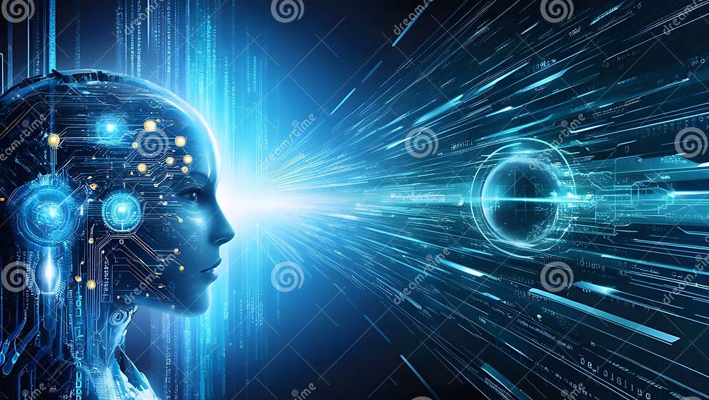 Futuristic Digital Matrix with Interconnected Data Streams Stock ...