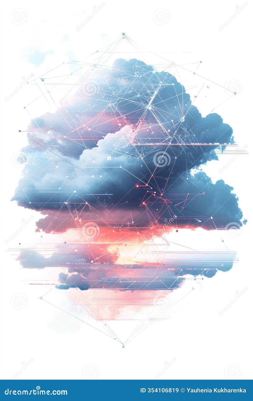Geometric Cloud Formation in Tech Atmosphere Stock Illustration ...