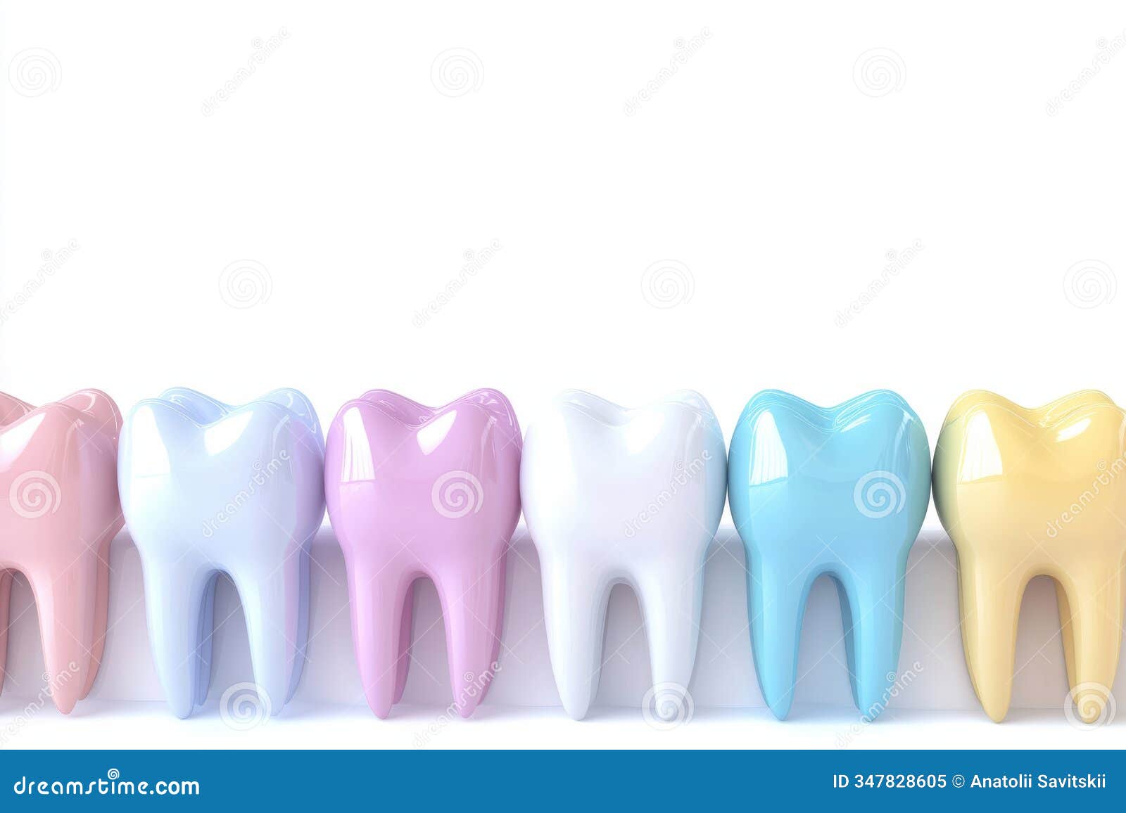 Illustration Features Colorful Dental Implants among Healthy Teeth on a ...