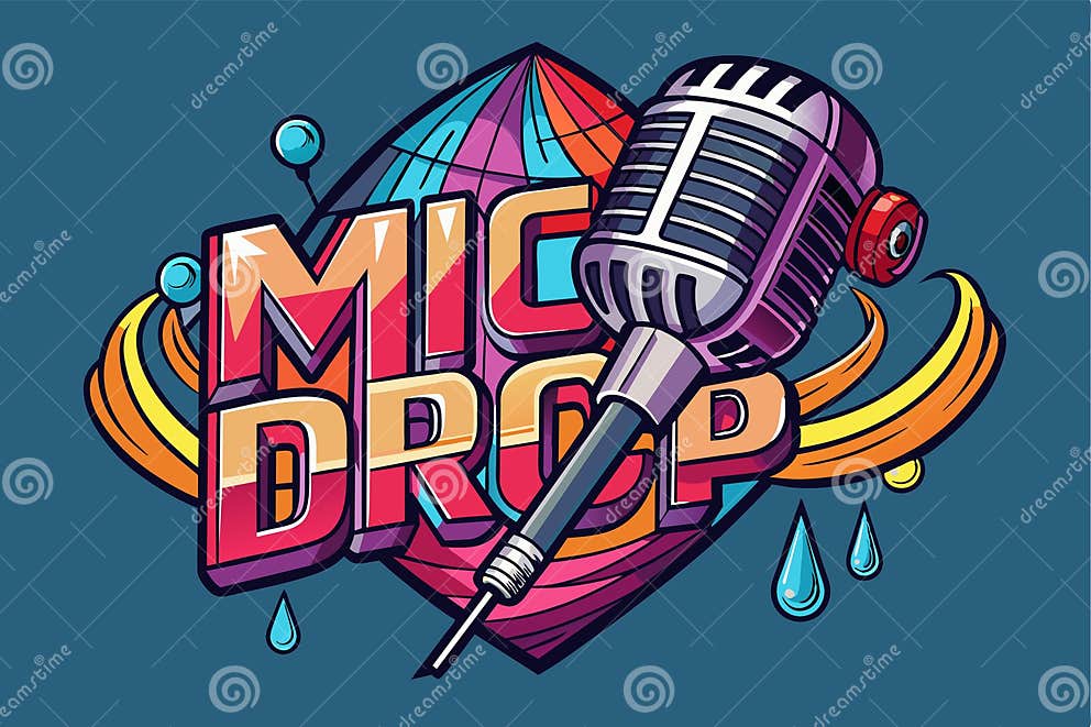 This Illustration Features a Colorful Mic Drop Design, Perfect for ...