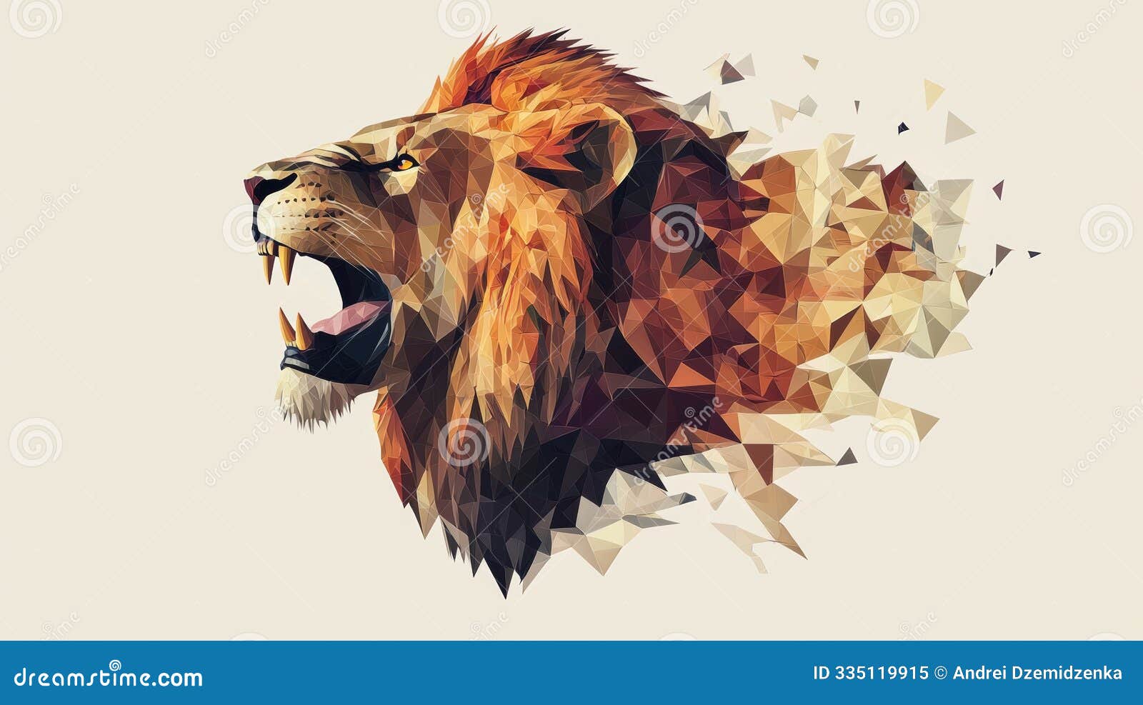 This Illustration Features an Exploding Geometric Pattern of a Lion in ...