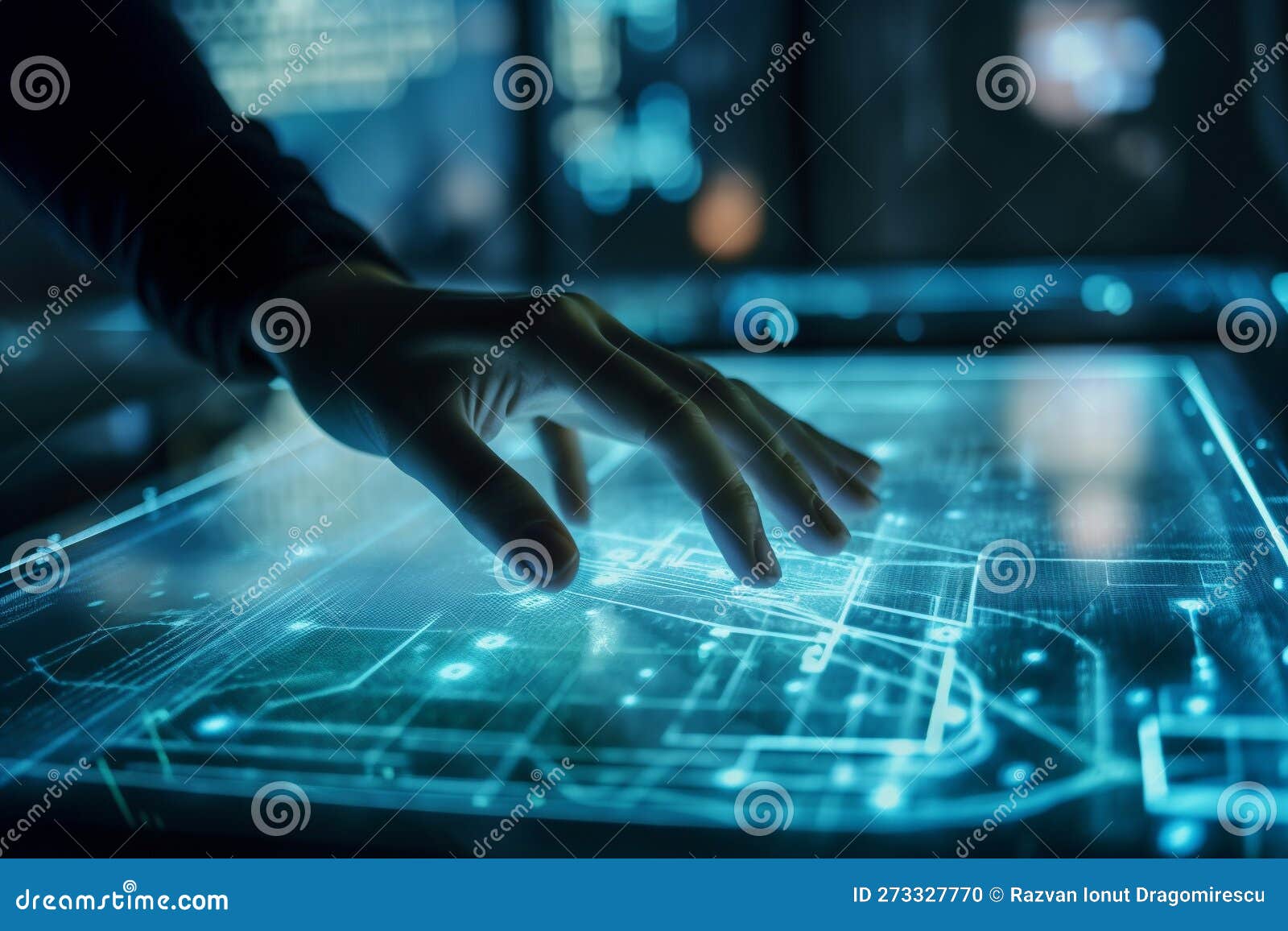 This Illustration Features a Hand Next To a Futuristic Touch Screen ...