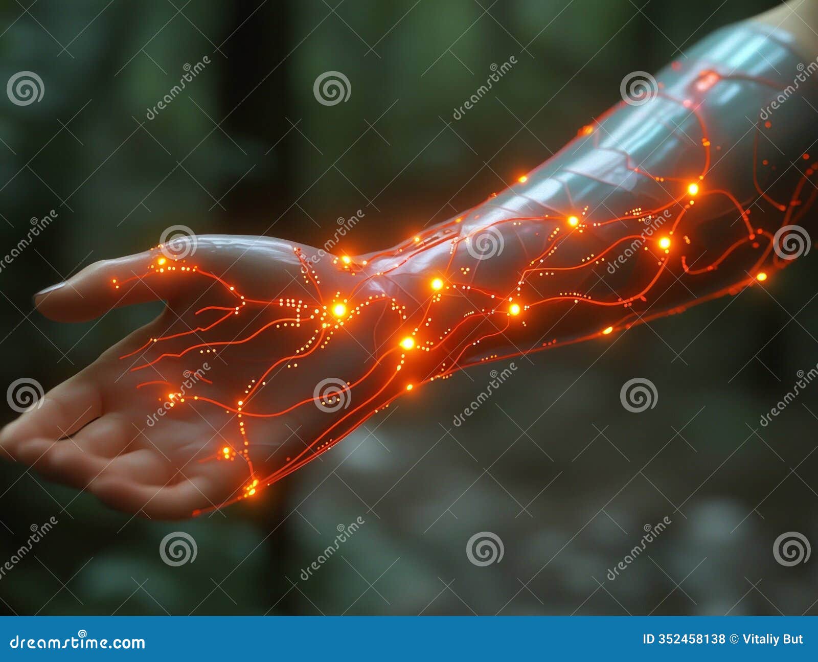 Illustration Features Human Arm Showcasing Blend of Organic and ...