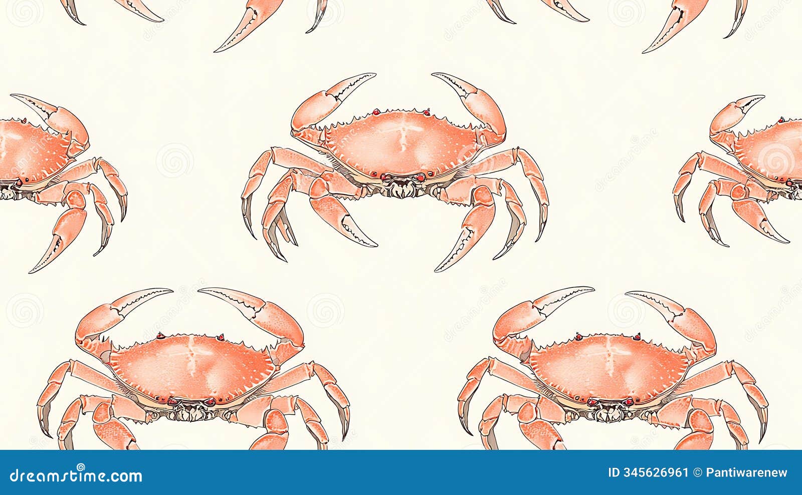 Minimal Pastel Crab Pattern Background Design Stock Illustration ...