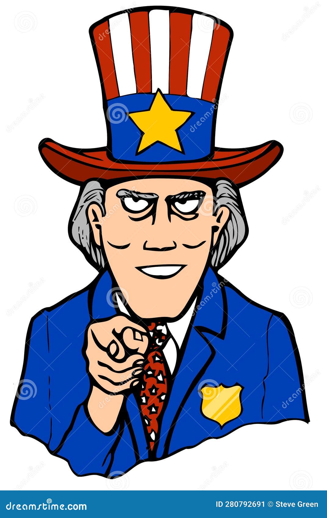 Uncle Sam with Top Hat, 4th of July Stock Vector - Illustration of ...