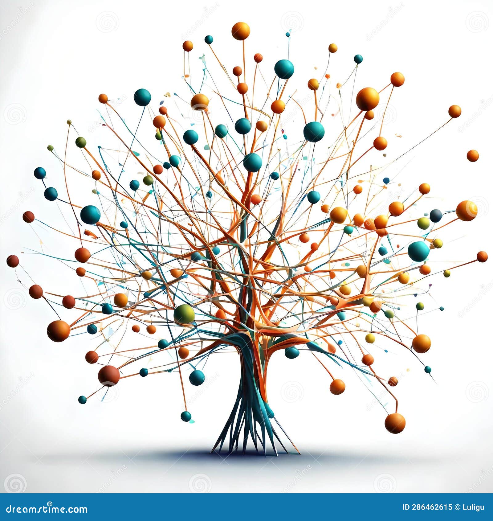 Colorful Connection: Vibrant Tree Logo with Interconnecting Spheres ...