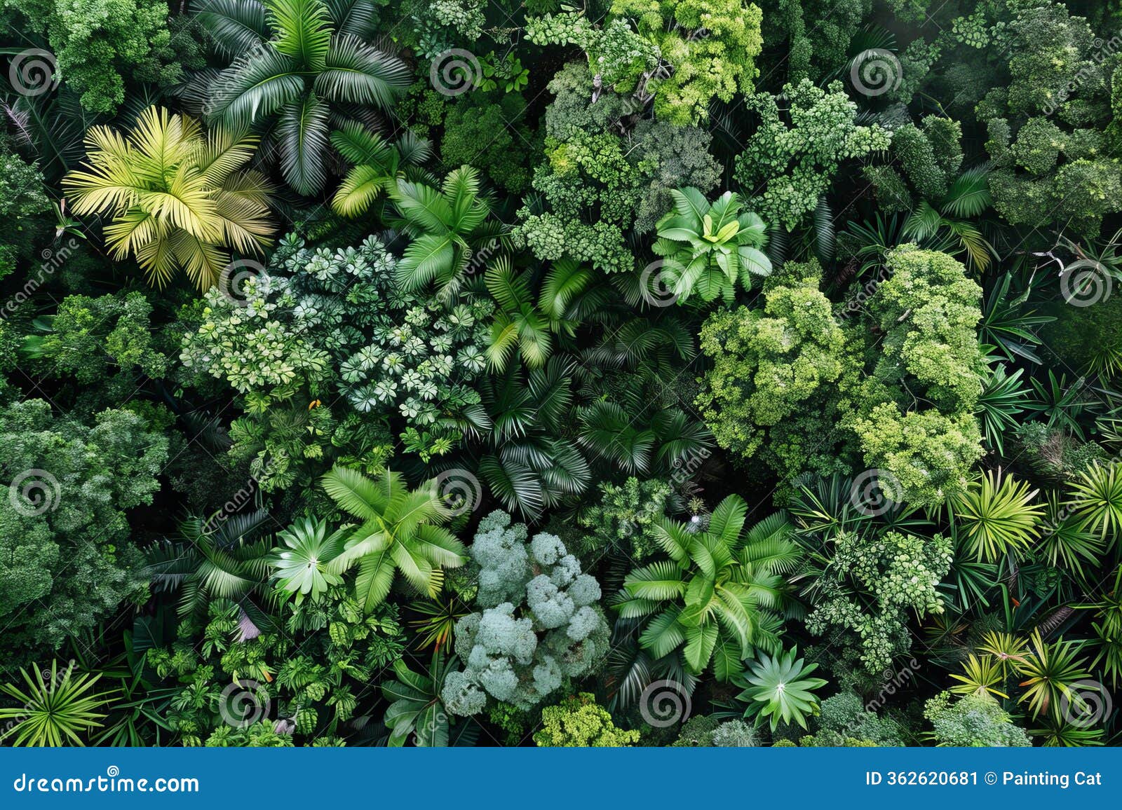 Featuring a Aerial View of a Rainforest Canopy with Various Tree ...