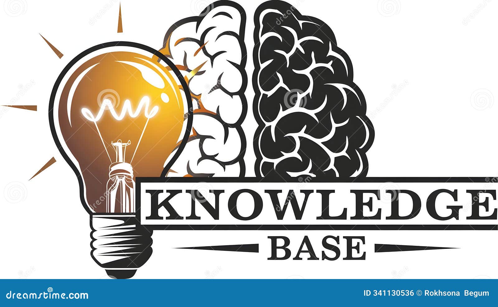 Creative Knowledge Base Concept with Brain and Light Bulb Stock ...
