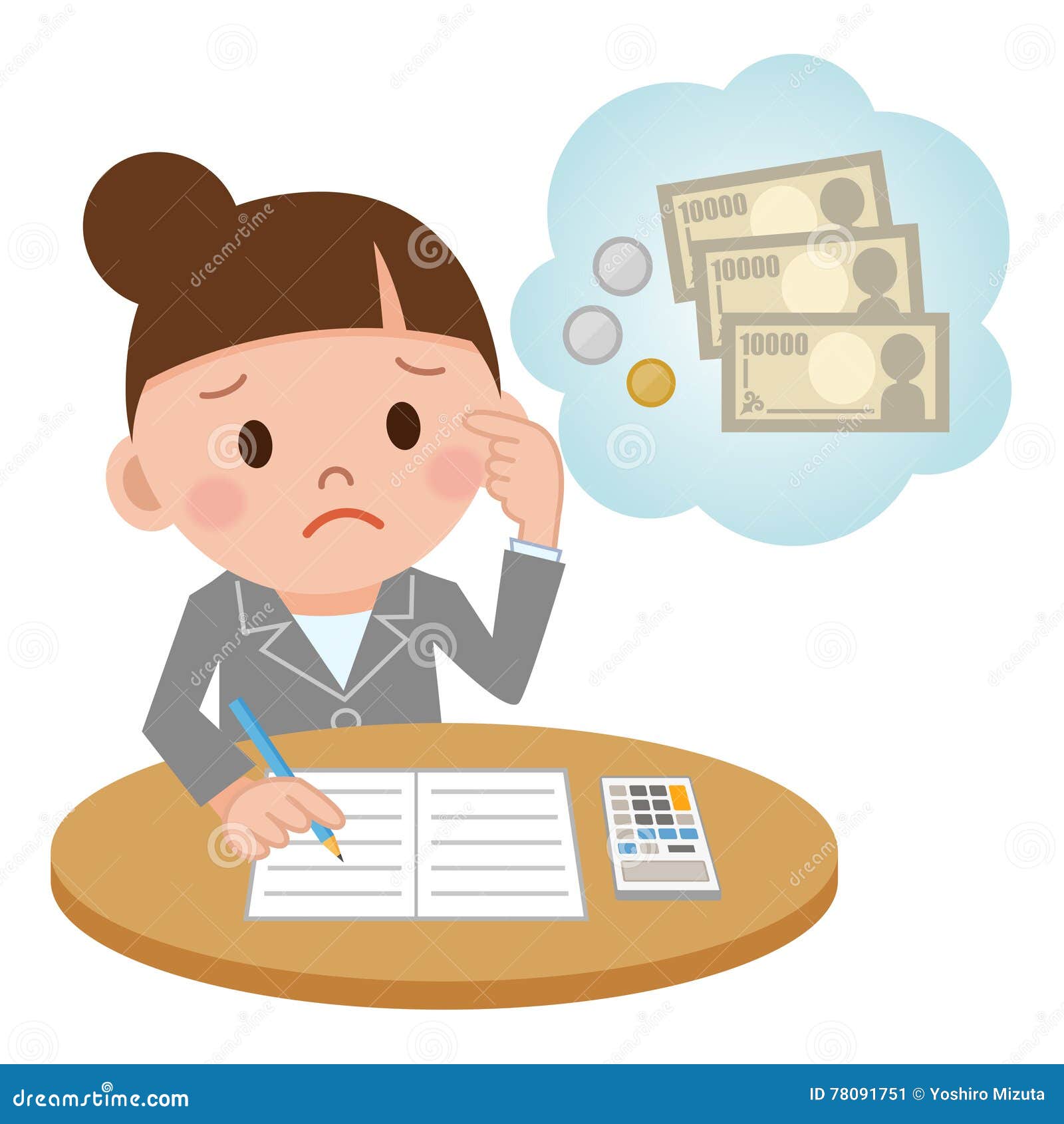 Illustration Featuring A Female Accountant Computing Cartoon Vector ...