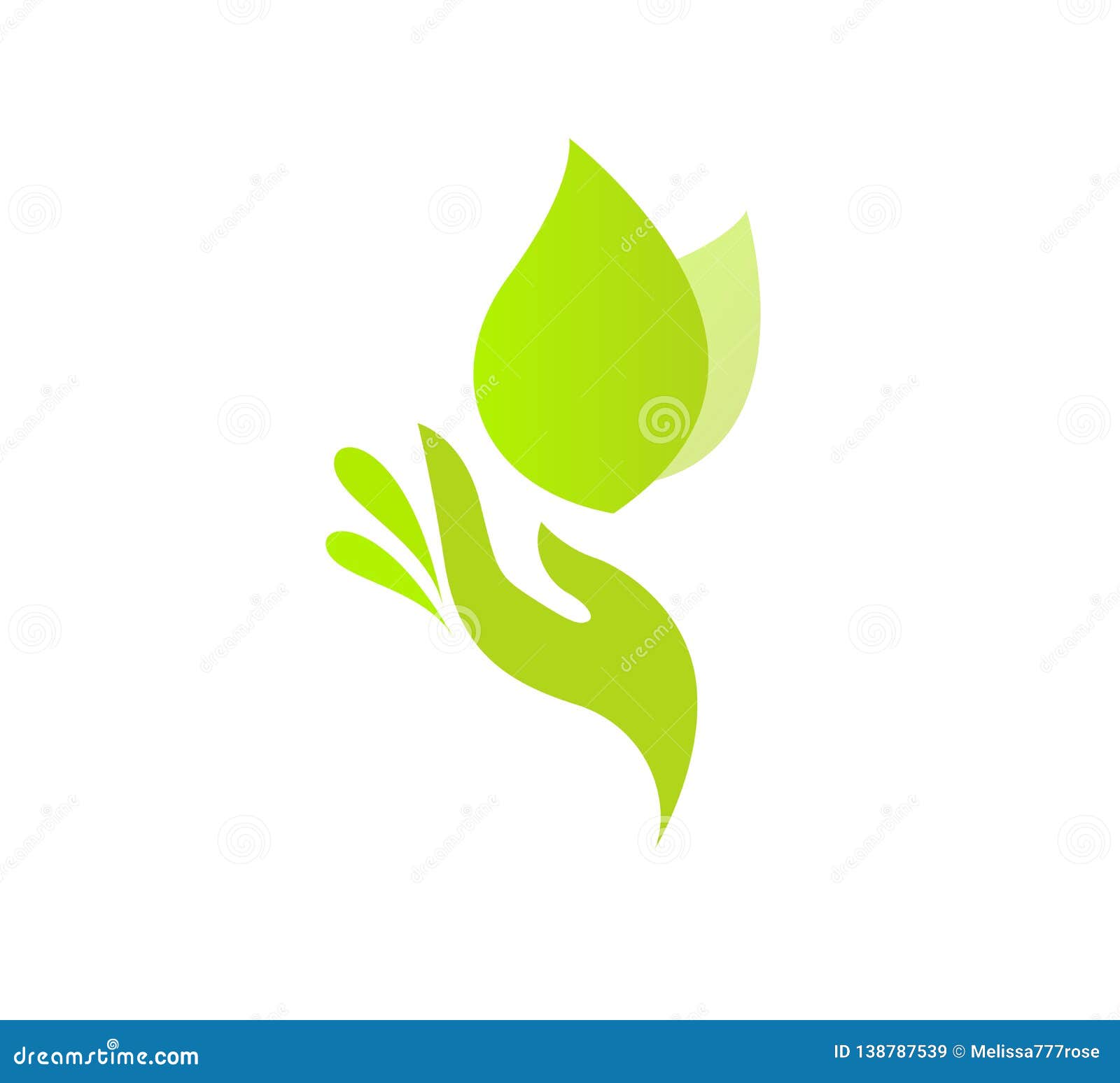 Think Green Human Hand on Leaf. Stock Vector - Illustration of artistic ...