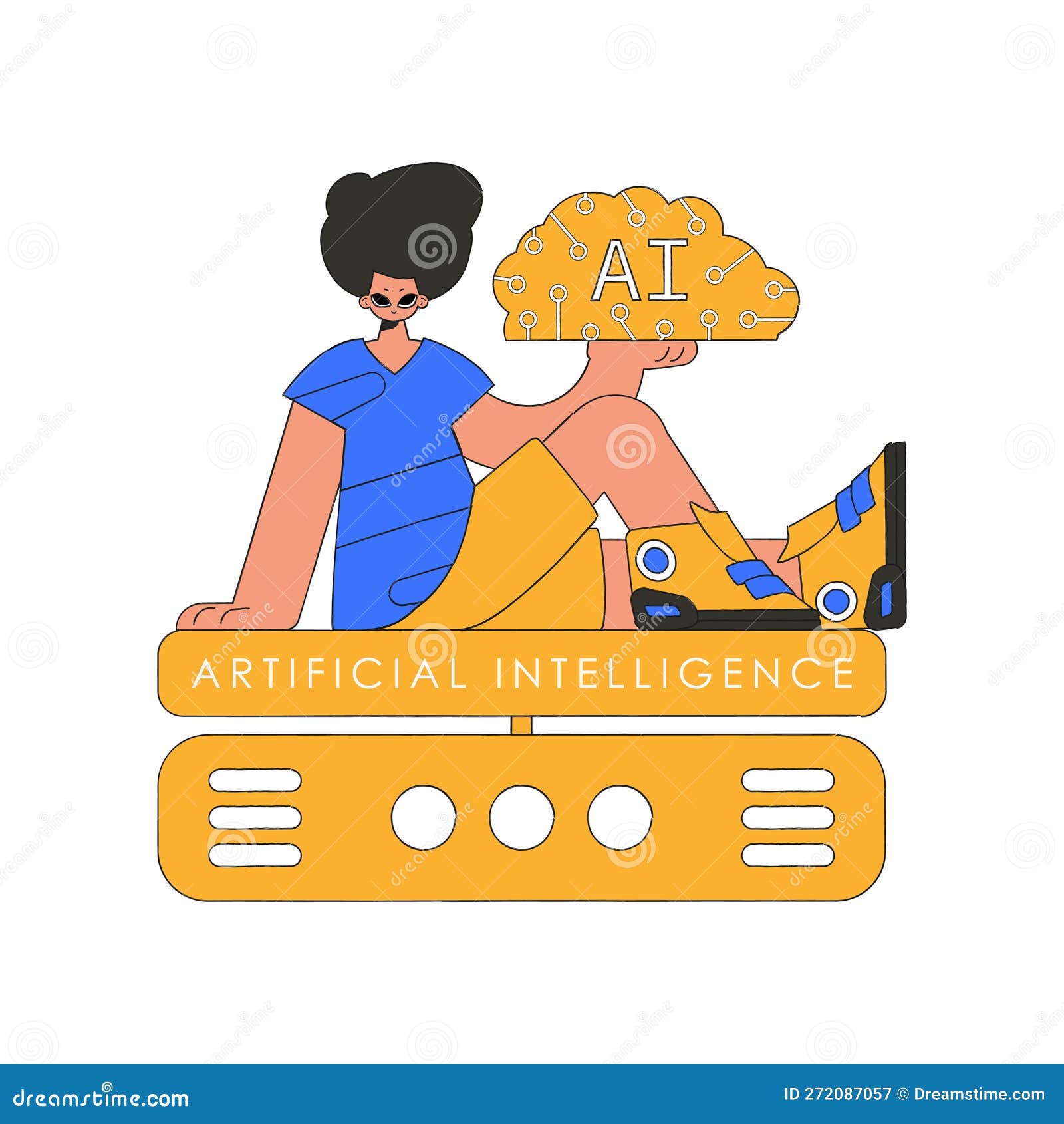 An Illustration Featuring a Man Holding a Synthetic Intelligence Brain ...