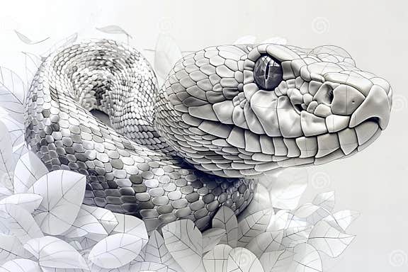 Featuring a Snake Drawn with a Grid Line Style, High Quality, High ...