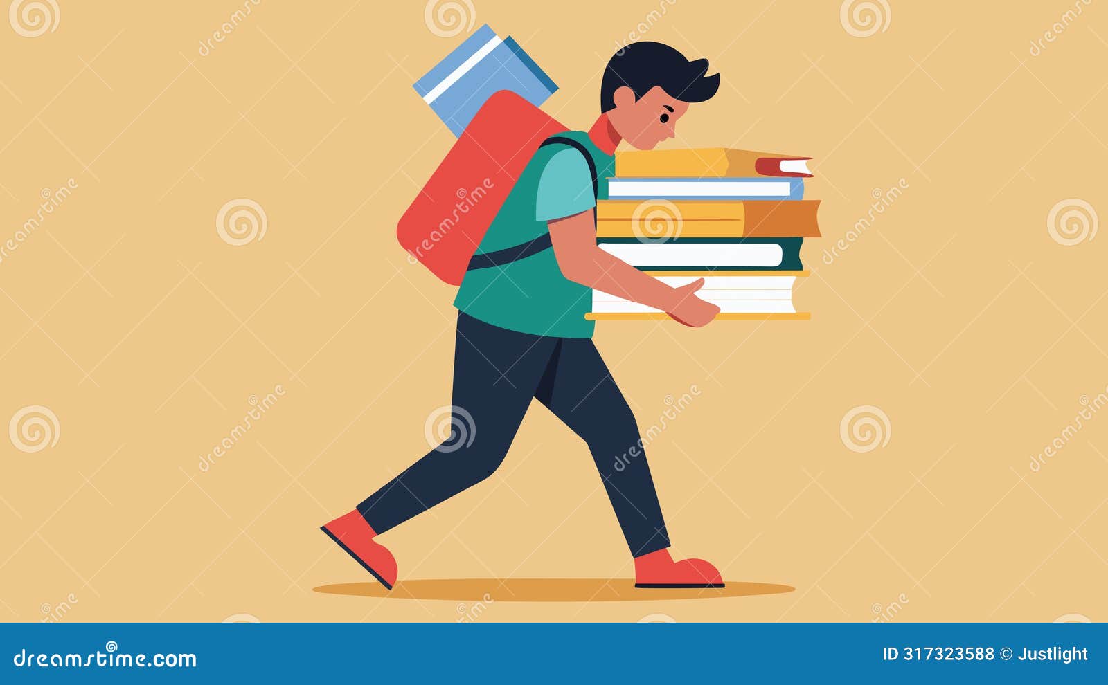 Student Keep Left Cartoon Isolated The Mascot Vector Illustration ...