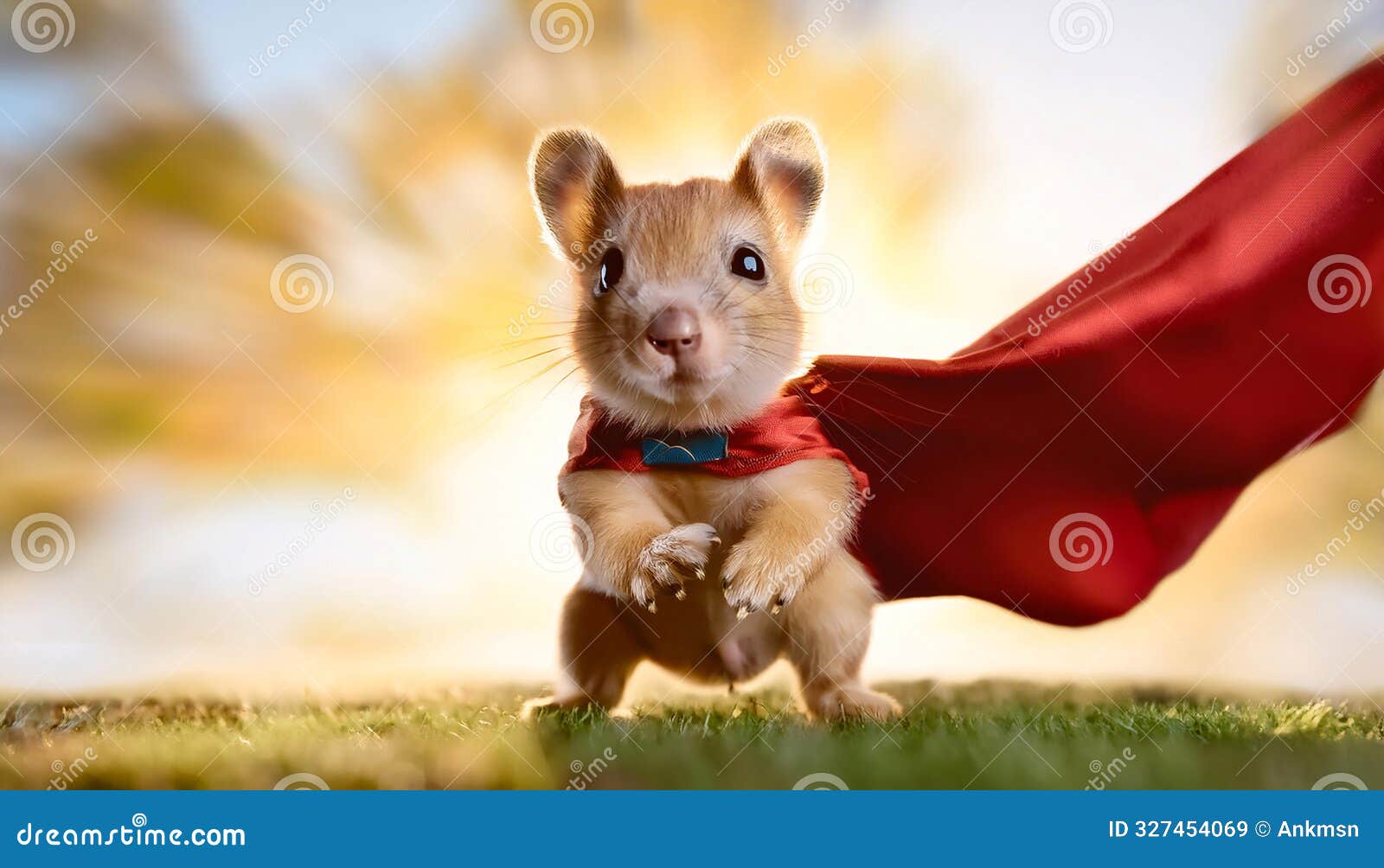 Superhero in a Dynamic Pose with a Flowing Cape, Emblematic Costume ...