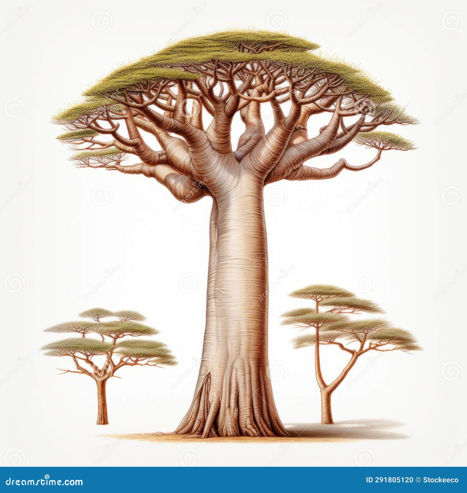 Photo-realistic Baobab Tree Illustration on White Background Stock ...