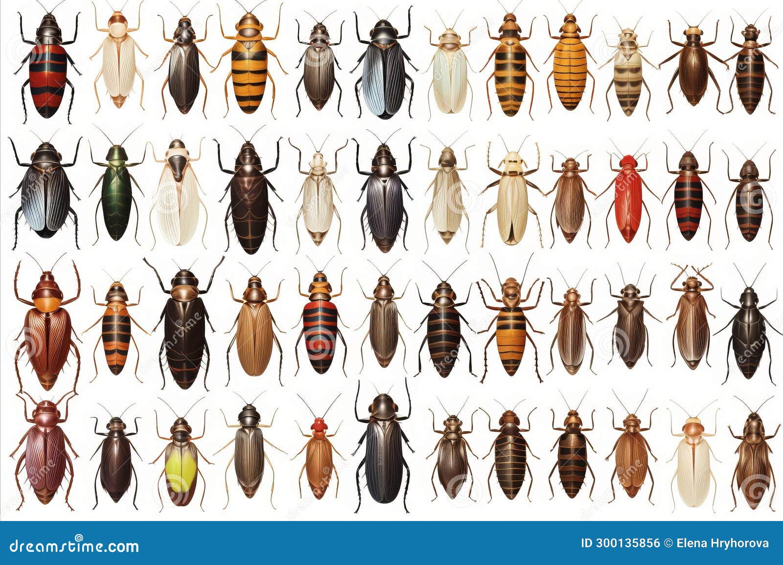 Assortment of Illustrated Cockroach Species? Illustration Featuring ...