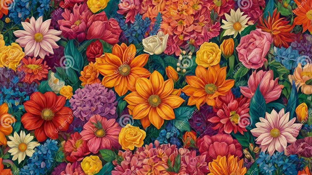 An Illustration Featuring a Vibrant Background Filled with a Multitude ...