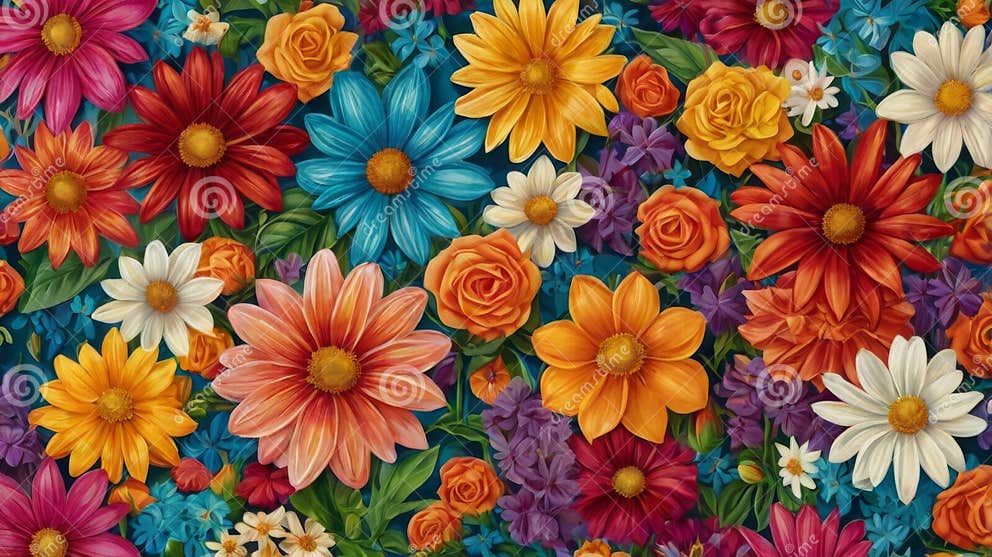 An Illustration Featuring a Vibrant Background Filled with a Multitude ...