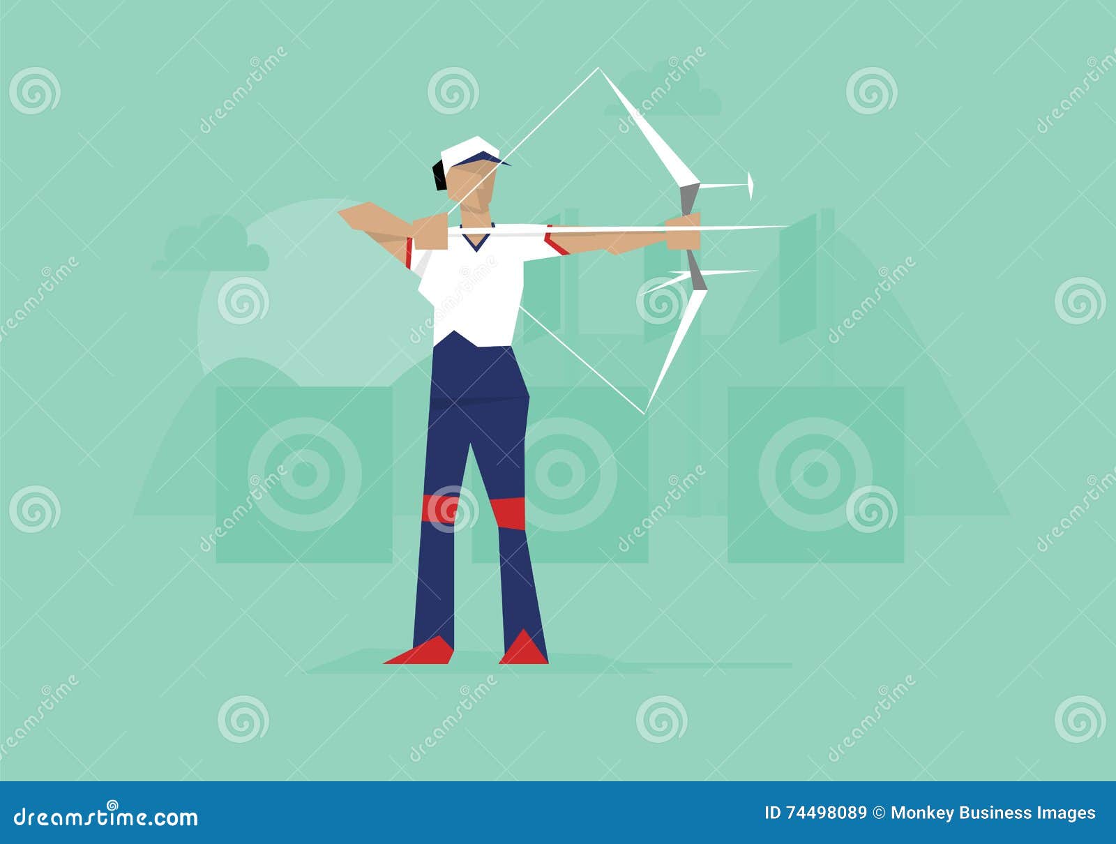 Female Archer`s Body Pose Line Art Cartoon Vector | CartoonDealer.com ...