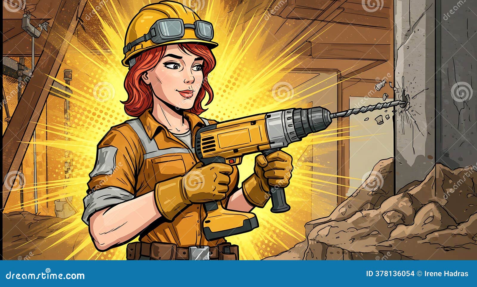 Man Using Power Drill Cartoon Vector | CartoonDealer.com #24076605